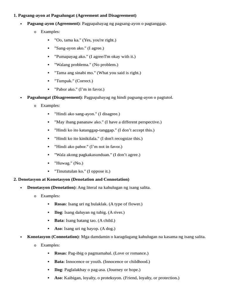 Filipino Pointers | PDF