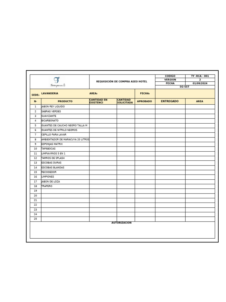 Requi Compra Insumos de Aseo V 2 | PDF