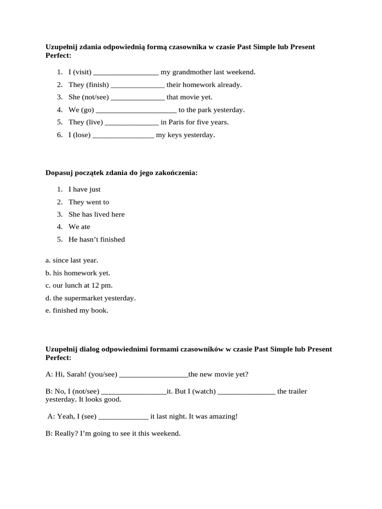 Past Simpla and Perfekt | PDF