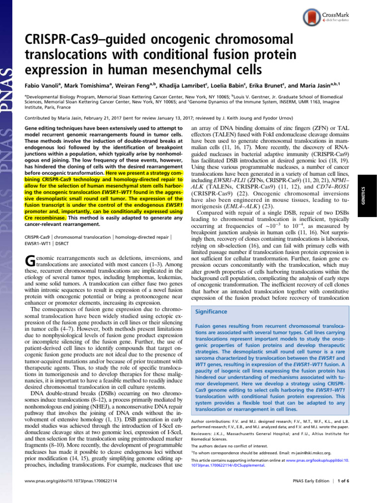 CRISPR-Cas9-guided oncogenic chromosomal translocations with ...