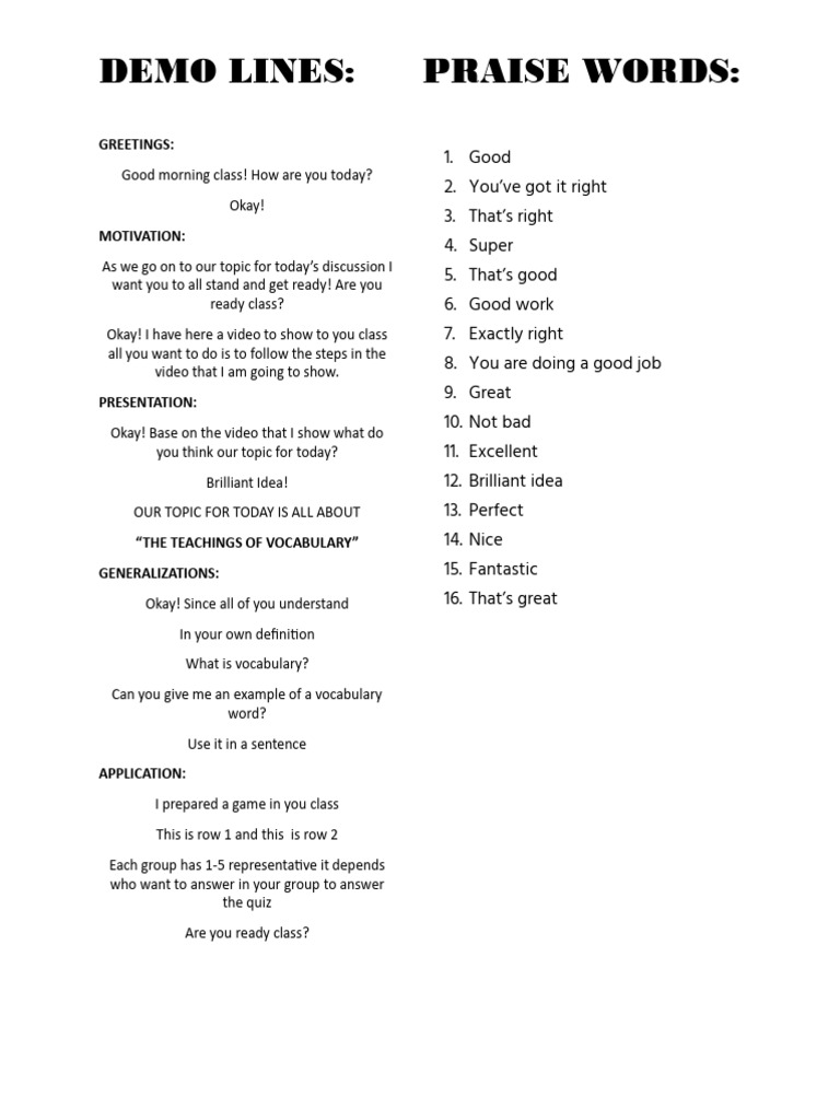 Demo Lines and Greetings | PDF