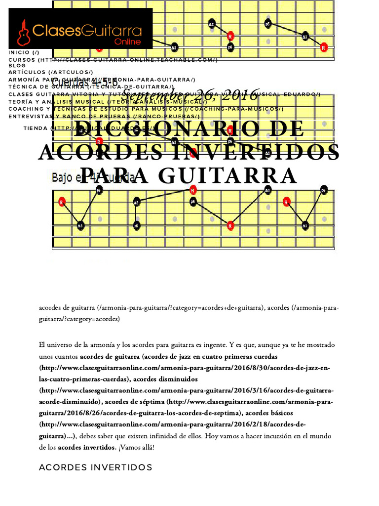 Diccionario de Acordes Invertidos para Guitarra - Clases de Guitarra ...