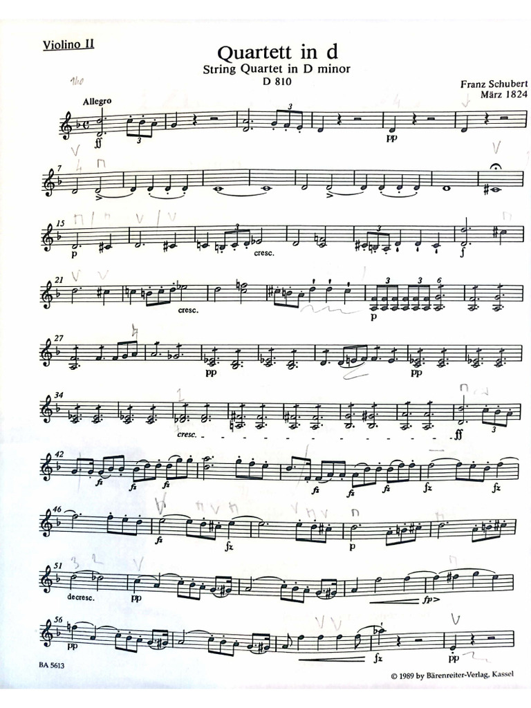 Schubert D Minor Second Violin | PDF