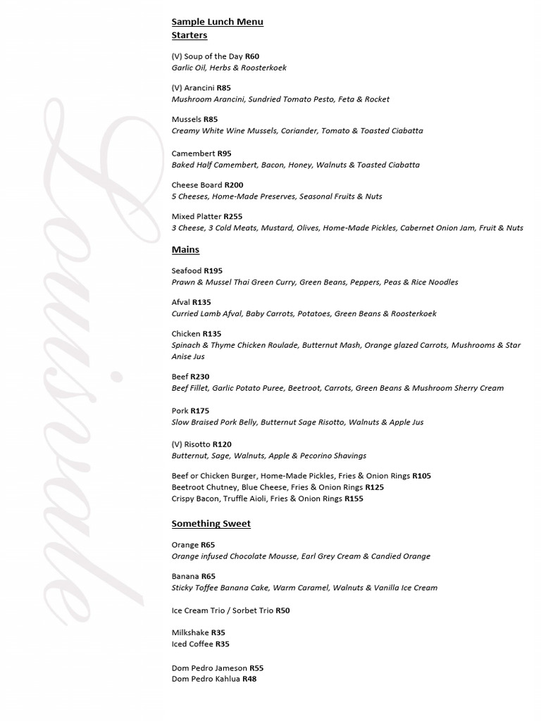 Sample Lunch Menu June 21 | PDF | Pickling | Pesto