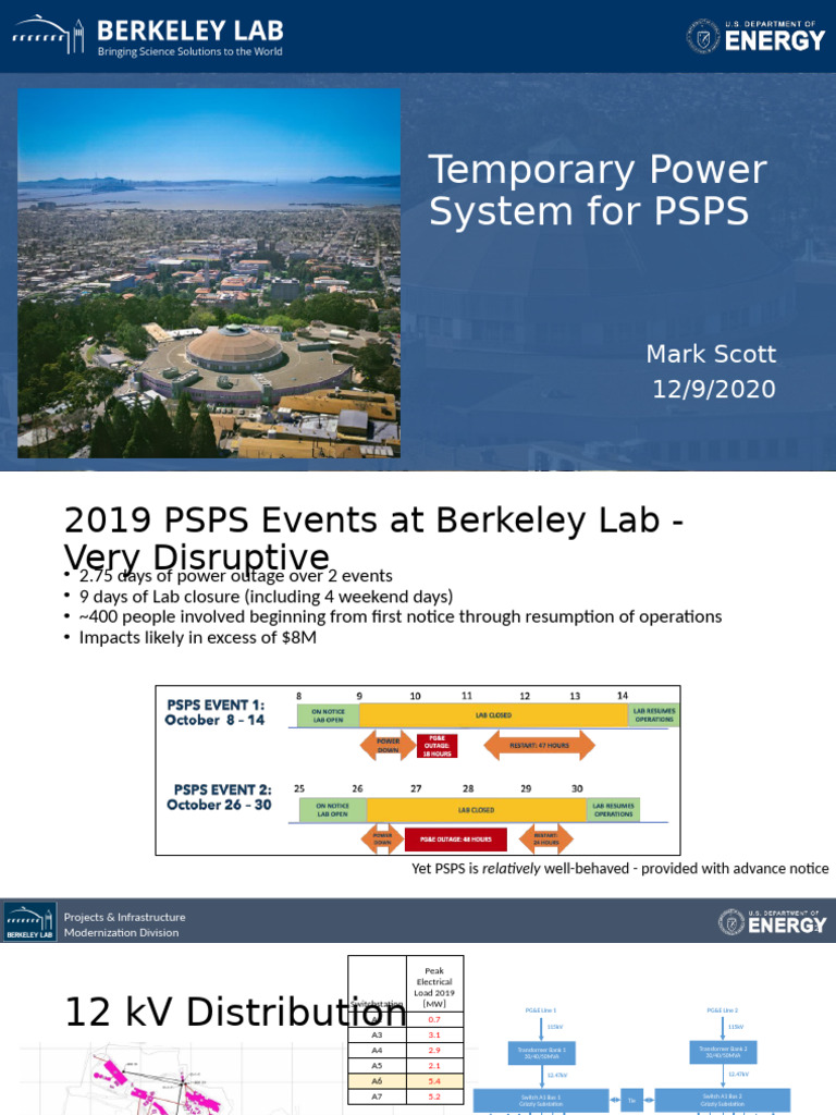 LBNL Temporary Power For PSPS - DOE Power Consortium | PDF | Electrical ...