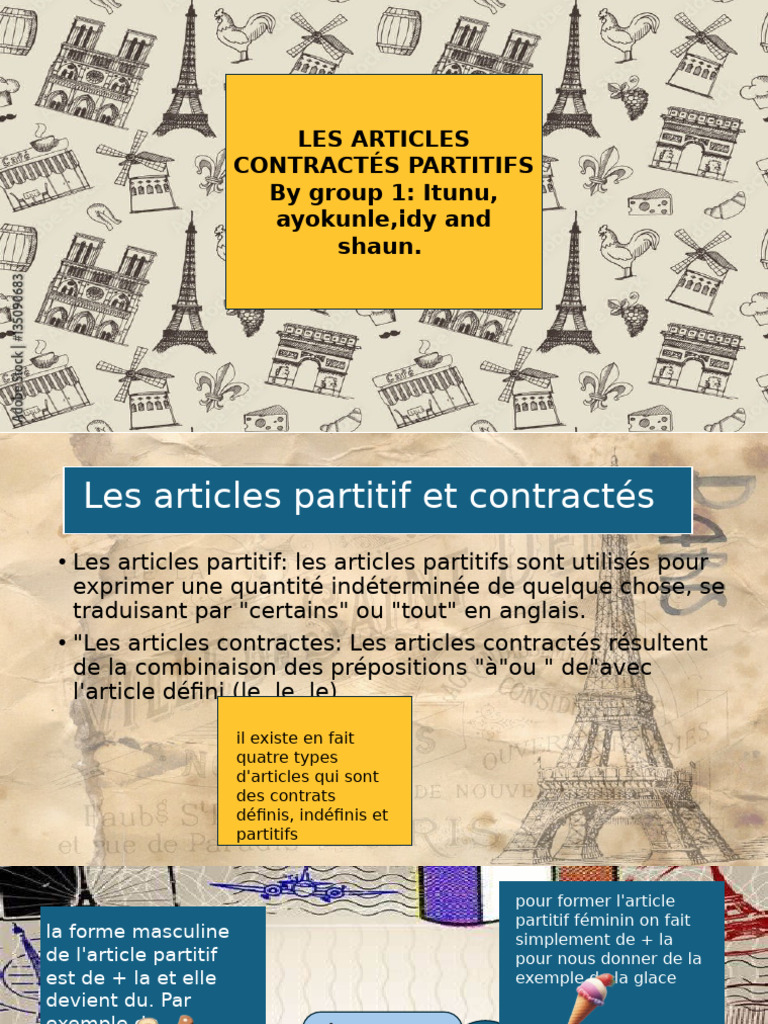 Les articles contractès partitifs by group 1 | PDF | Grammaire ...