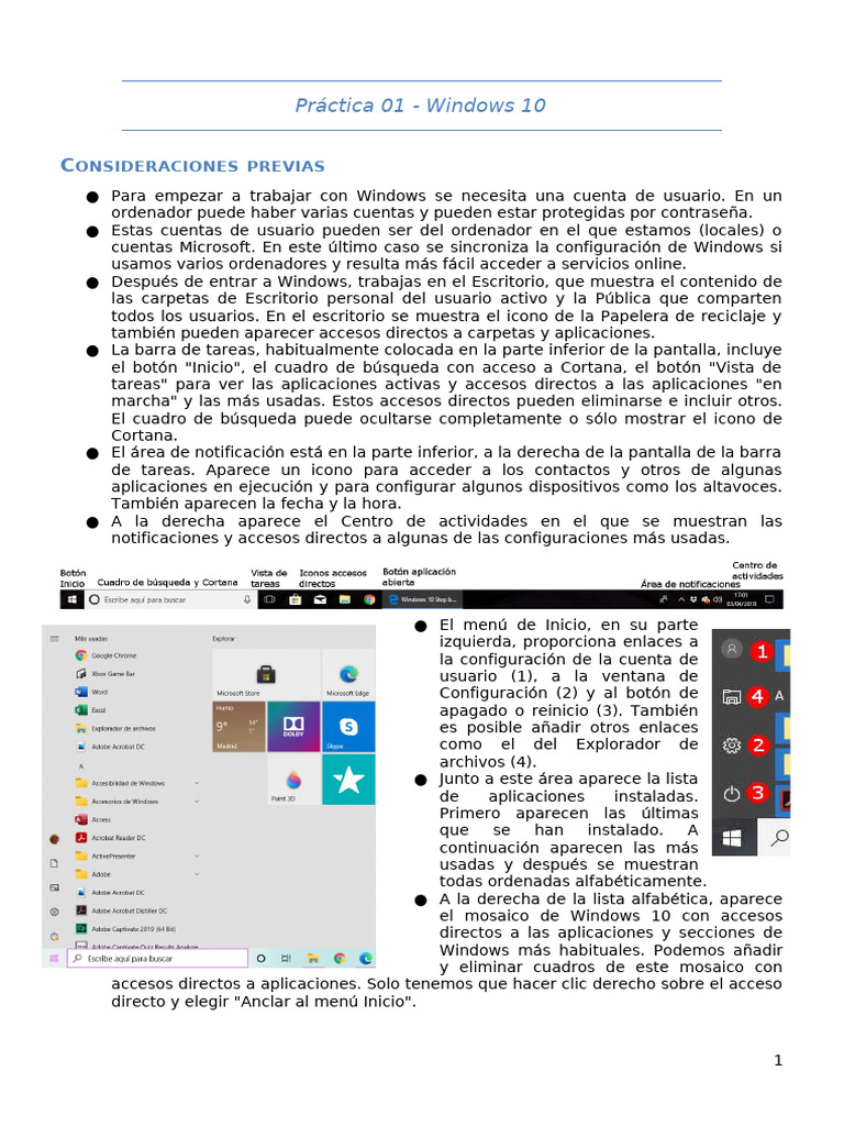 Práctica 01 - Introducción Windows (1) | PDF | Microsoft Windows | Plataformas de computación