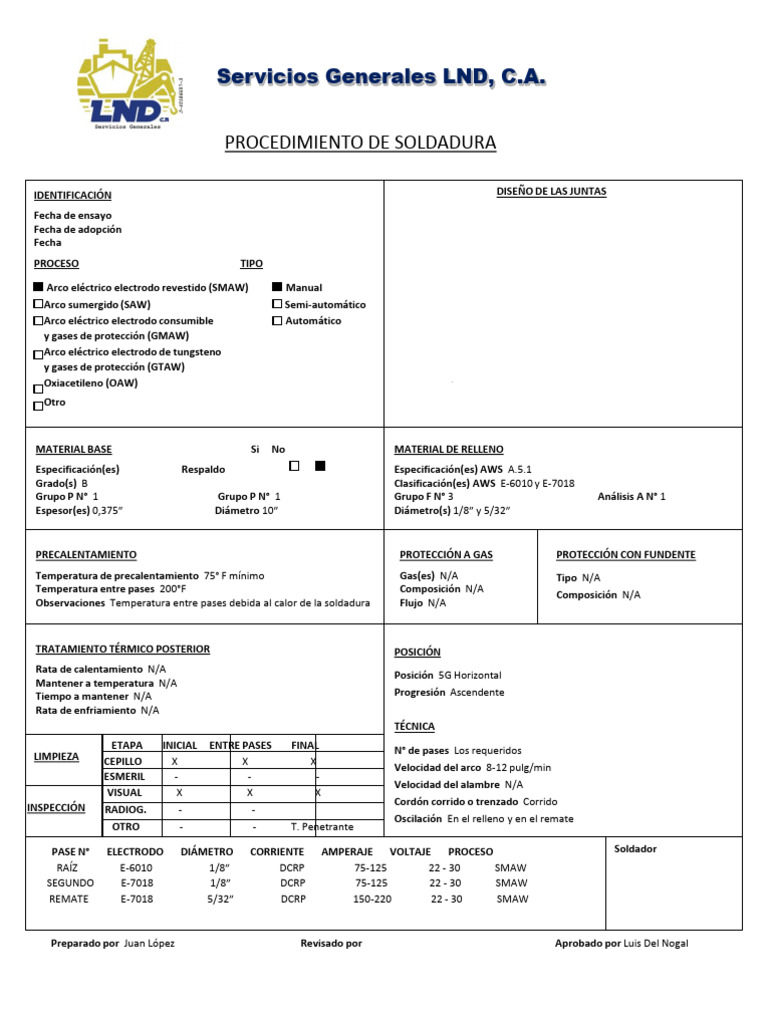 Formato Procedimiento Soldadura | PDF | Soldadura | Construcción