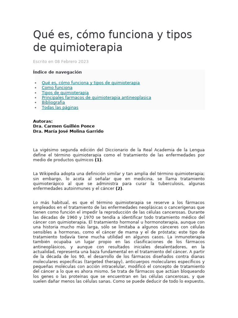 quimioterapia | PDF | Quimioterapia | Cáncer