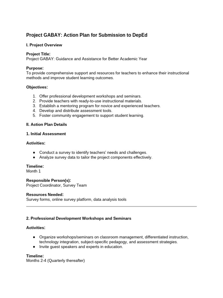 Project GABAY - Action Plan For Submission To DepEd | PDF | Mentorship ...