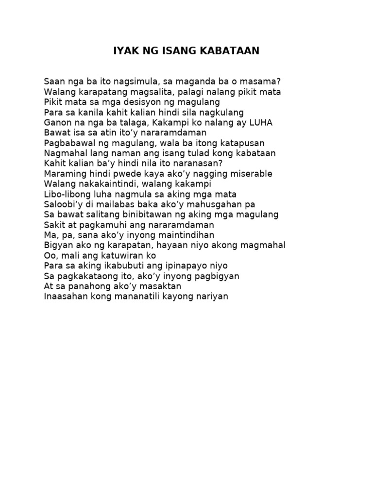 Iyak NG Isang Kabataan | PDF