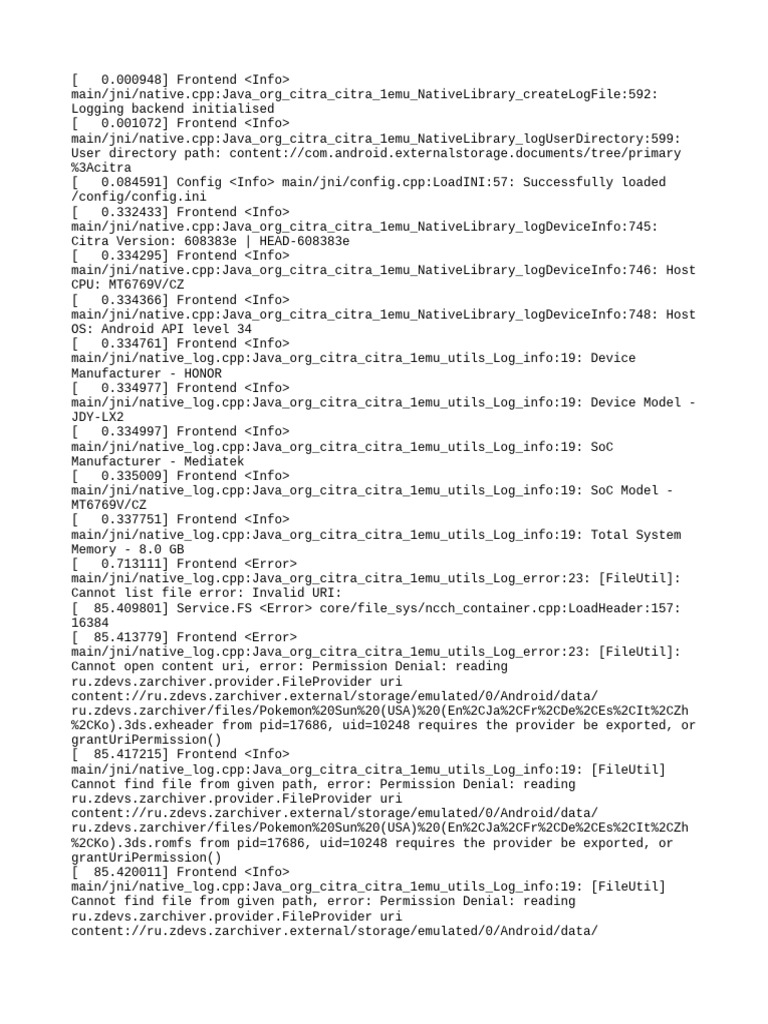 Citra Emulator Log Analysis | PDF | Computer Science | System Software