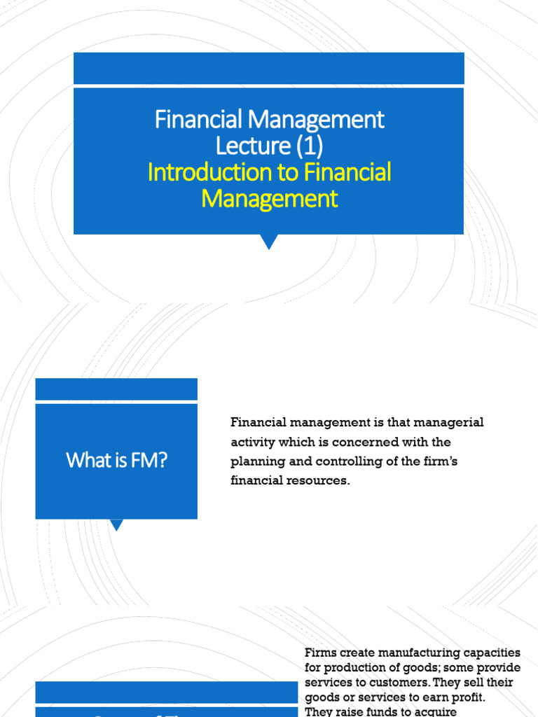 Introduction to Financial Management Concepts | PDF | Sole ...