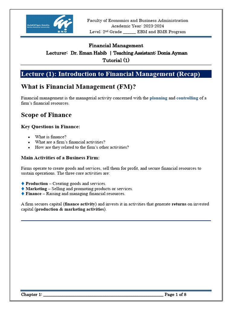 Tutorial1-Financial Management - Without Answers | PDF | Equity ...