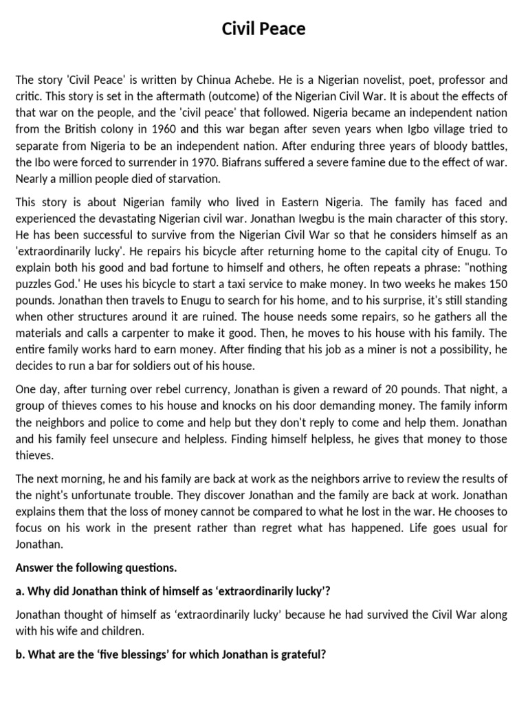 Civil Peace | PDF | Optimism | Nigeria