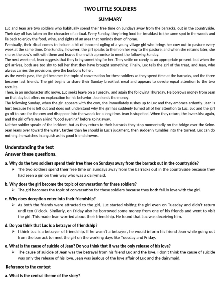 TWO LITTLE SOLDIERS | PDF | Love | Romance (Love)