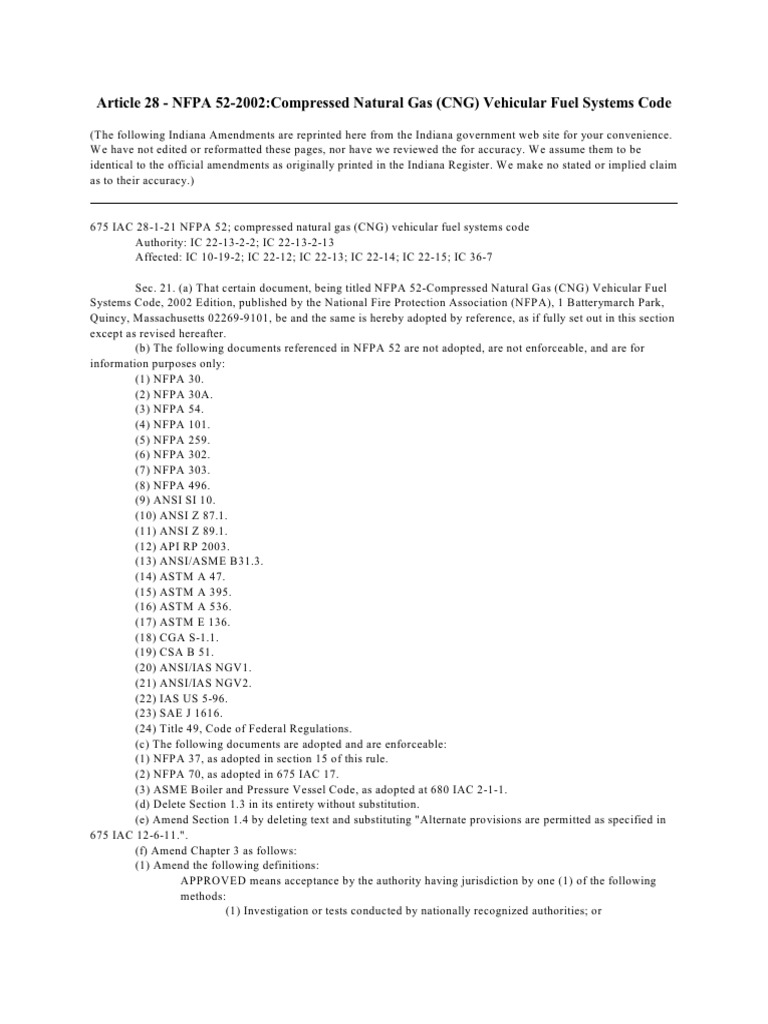 Indiana-NFPA-52-Compressed-Natural-Gas-CNG-Vehicle-Fuel-Systems | PDF ...