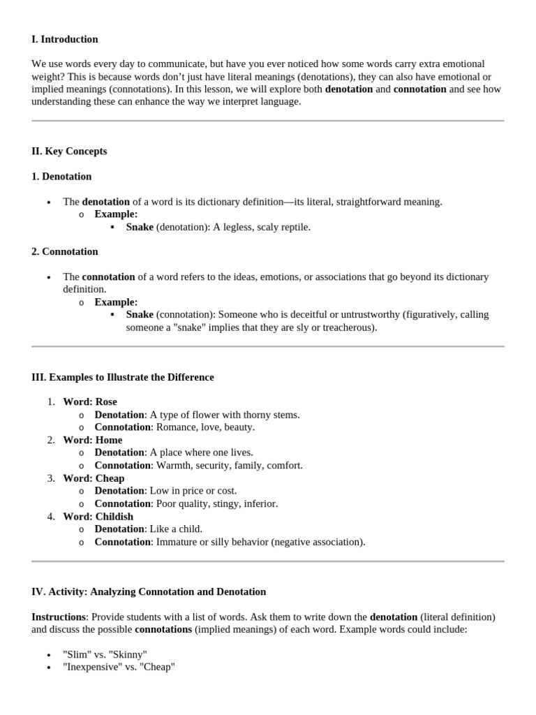 Connotation and Denotation | PDF | Connotation | Communication