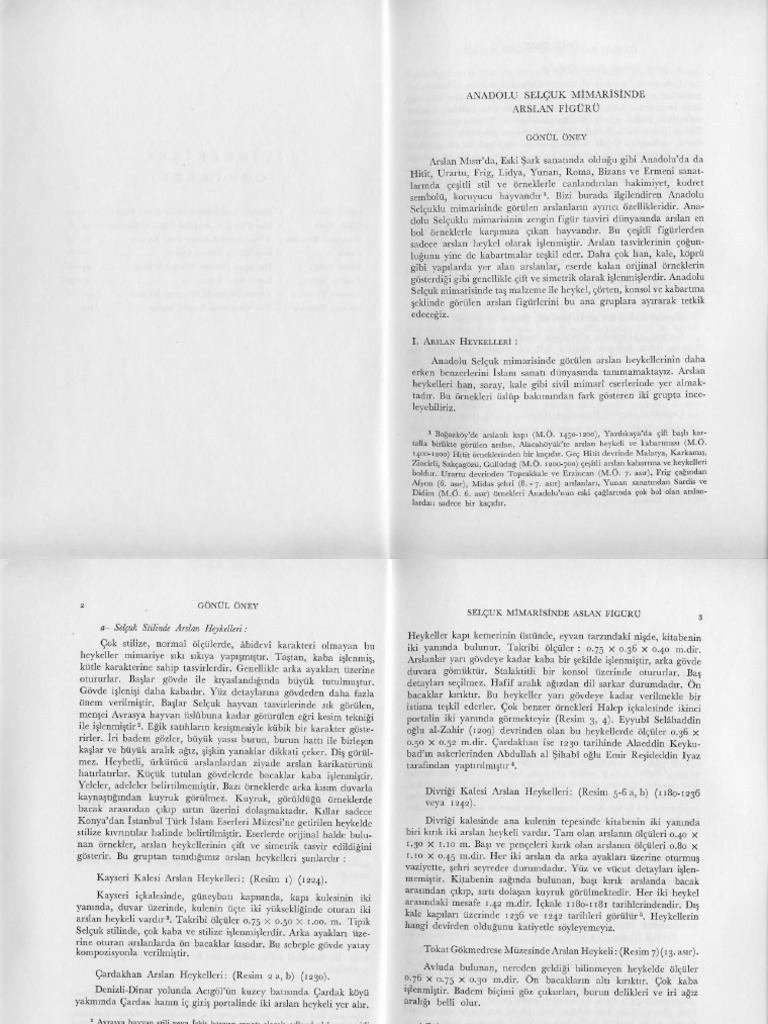 Anadolu Selcuklu Mimarisinde Aslan Figur | PDF