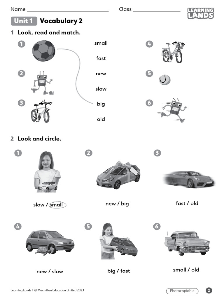 LL1 Worksheets U1 Vocabulary 2 | PDF