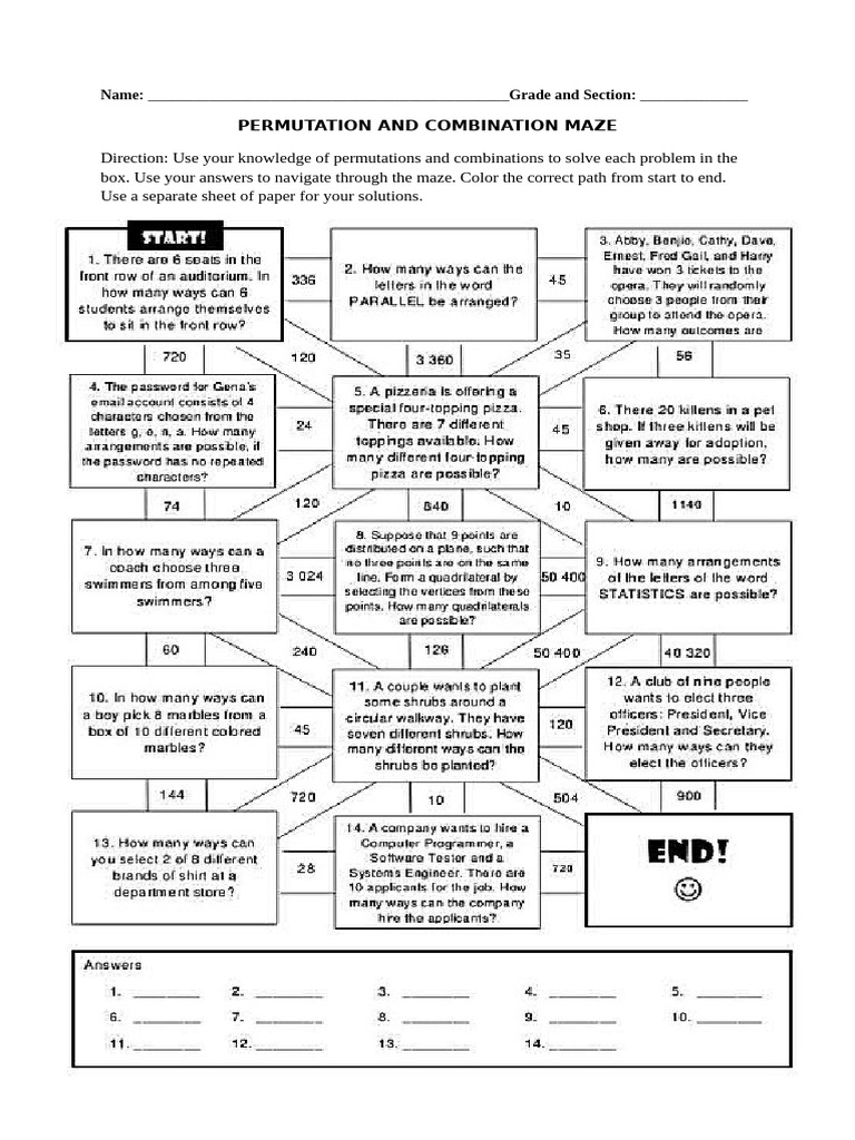 Permutation and Combination Maze Task | PDF