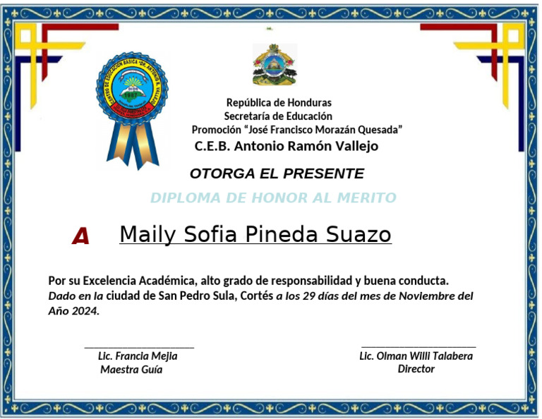 Diploma de Honor al Mérito 2024 | PDF