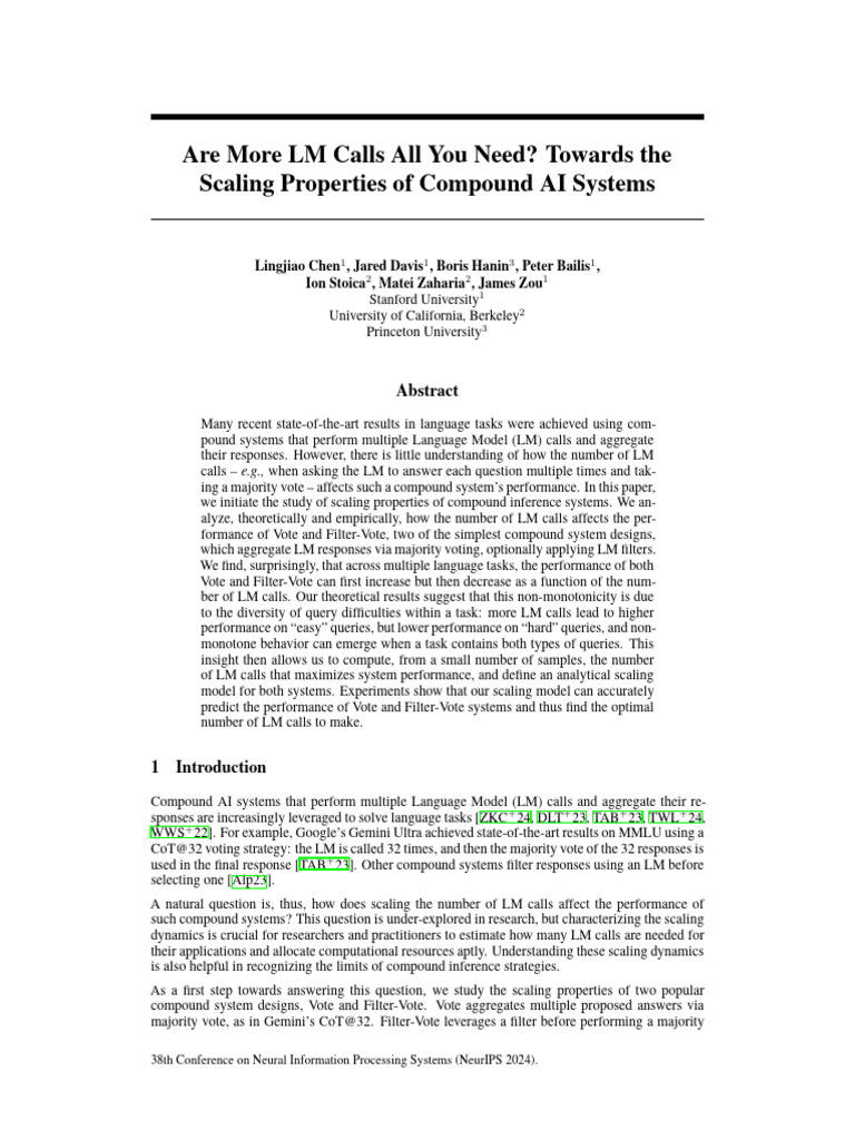 NeurIPS 2024 Are More LLM Calls All You Need Towards The Scaling Properties of Compound Ai ...