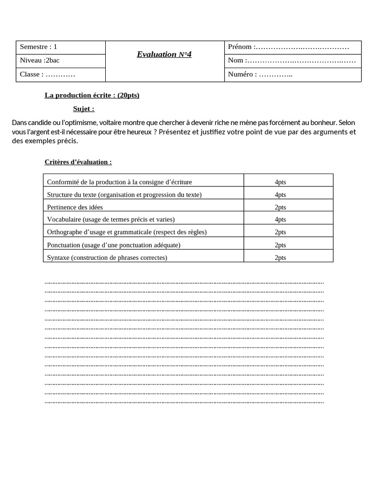 La Production Ecrite-1 BAC-2 | PDF