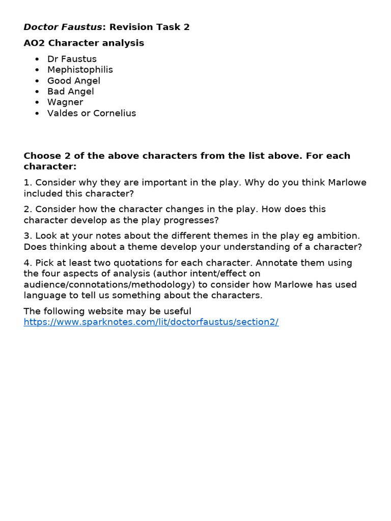 Dr Faustus Revision Task 2 | PDF