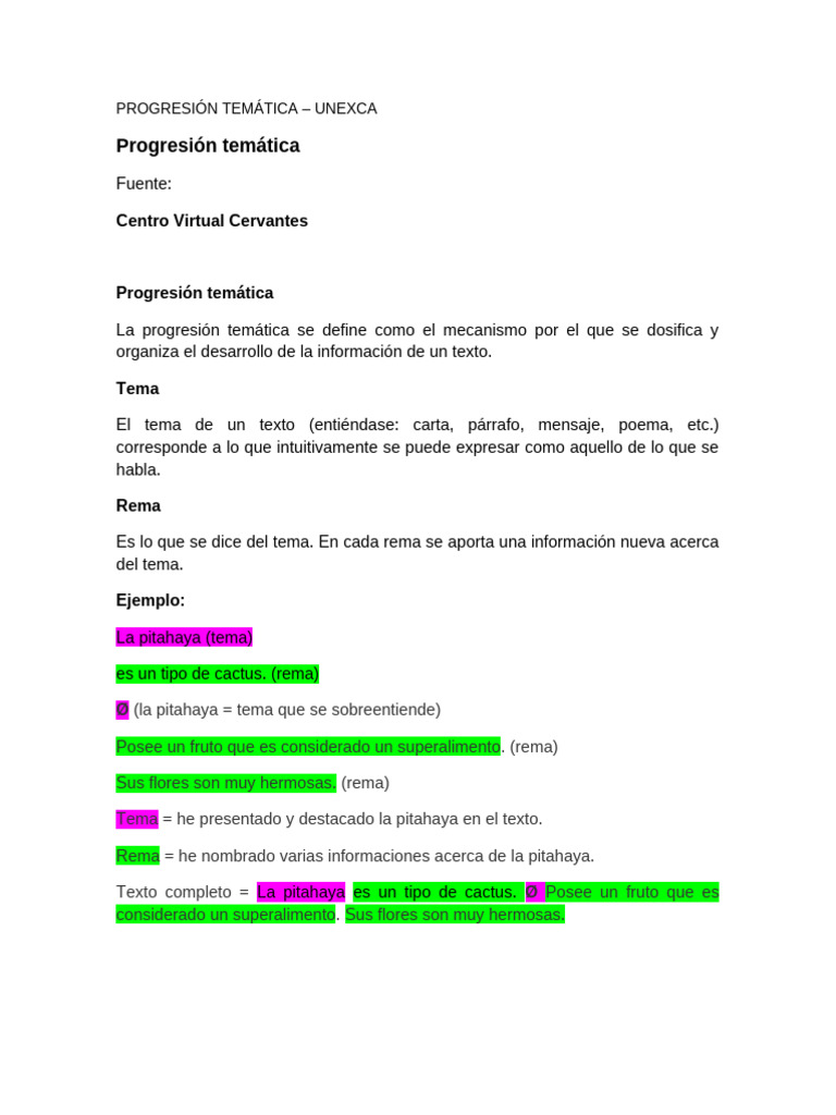 Progresión Temática en Textos Escritos | PDF