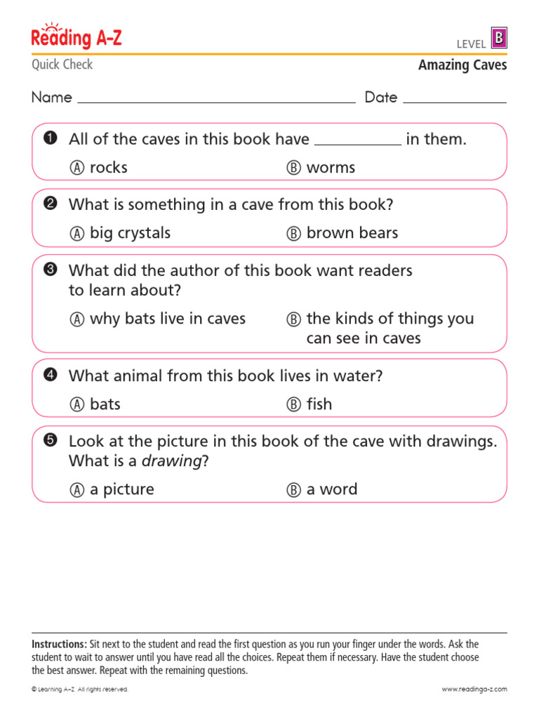 Quick Check for Amazing Caves | PDF | Reading Comprehension | Human ...