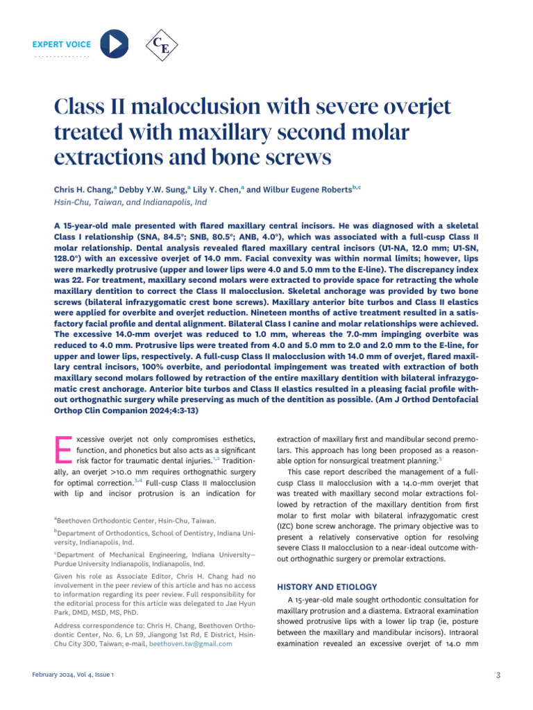 Class II malocclusion with severe overjet treated with maxillary second ...