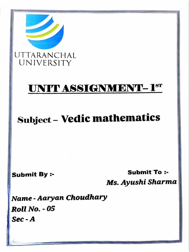 Vedic Mathematics Assignment 1 | PDF