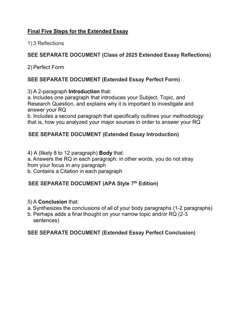 Final_Five_Steps_for_the_Extended_Essay | PDF | Essays | Paragraph