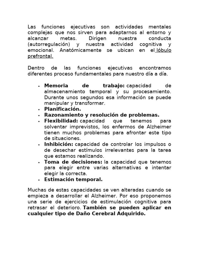 Las Funciones Ejecutivas Son Actividades Mentales Complejas Que Nos Sirven para Adaptarnos Al ...