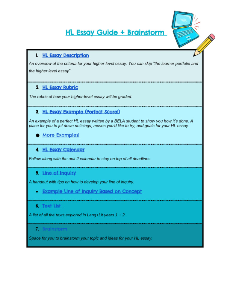 HL Essay Guide + Brainstorm 24-25 | PDF