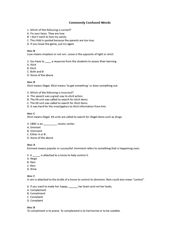 Commonly Confused Words Complete | PDF | Annulment | Verb