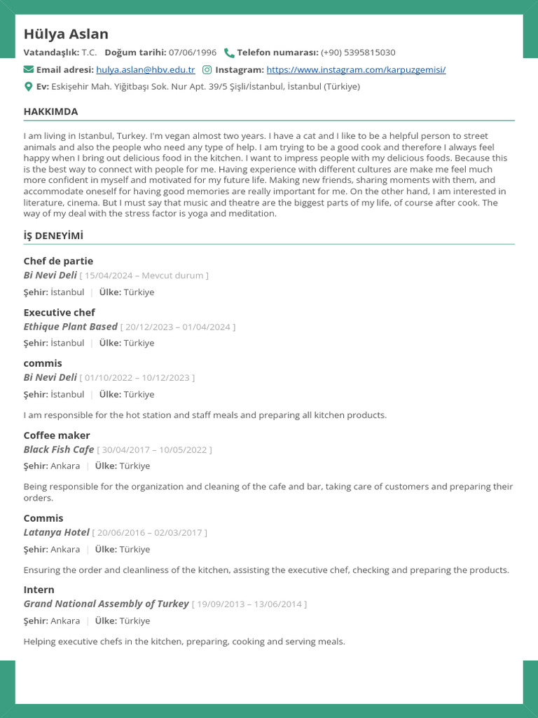 Hülya Aslan | PDF | Chef | Foodservice