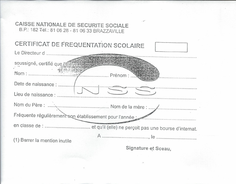 Certificat Scol CNSS 250129 194708 | PDF