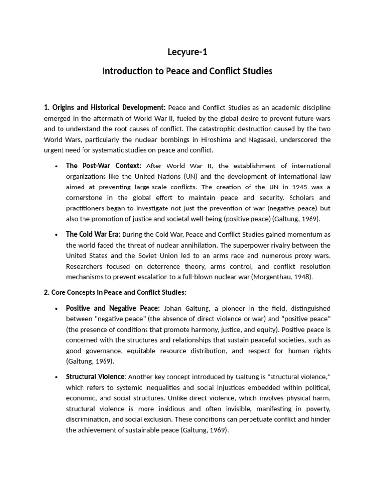 Lect-1 (Intro P&C Studies) | PDF | Peace | Peacebuilding