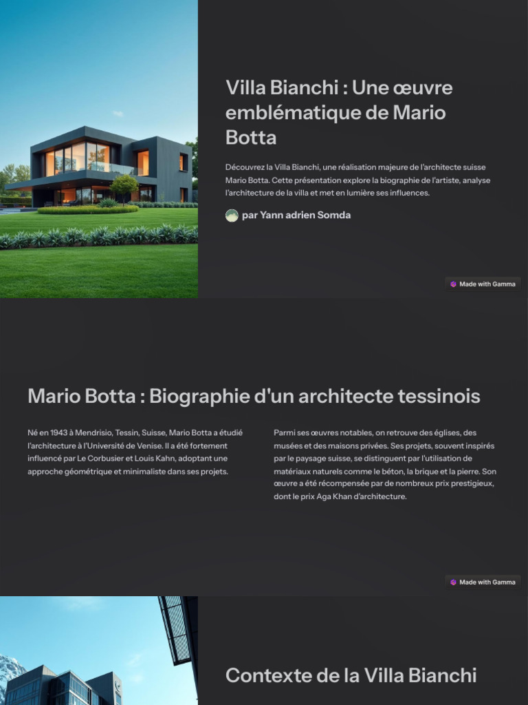 Villa Bianchi Une Oeuvre Emblematique de Mario Botta | PDF | Style
