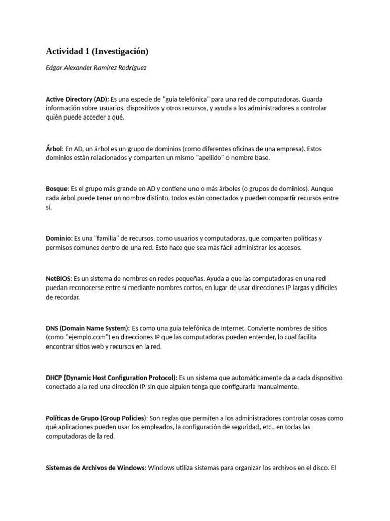 Introducción a Active Directory y Redes | PDF