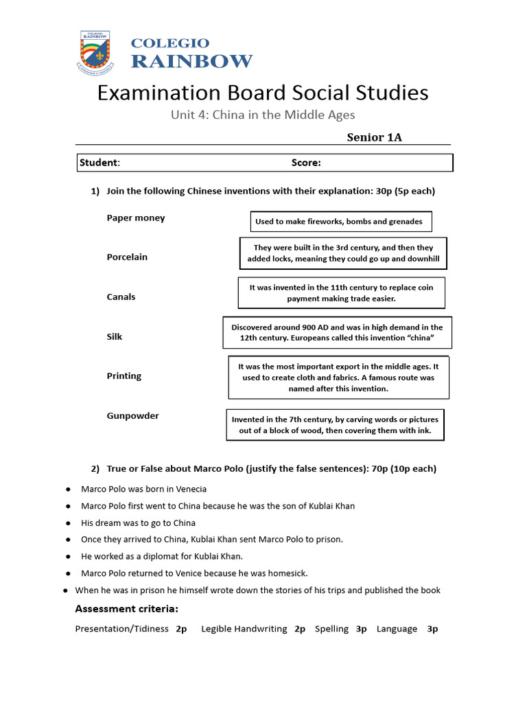 Examination Board Social Studies S1 (AP4) - Febrero | PDF
