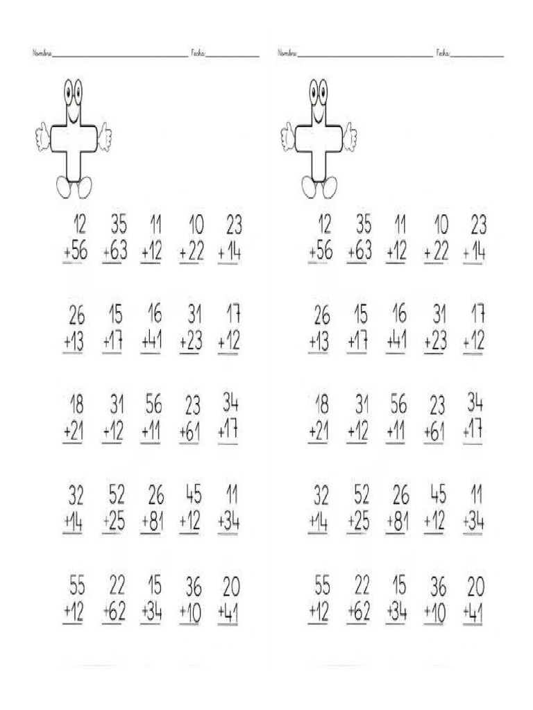 MATE Sumas Dos Cifras | PDF