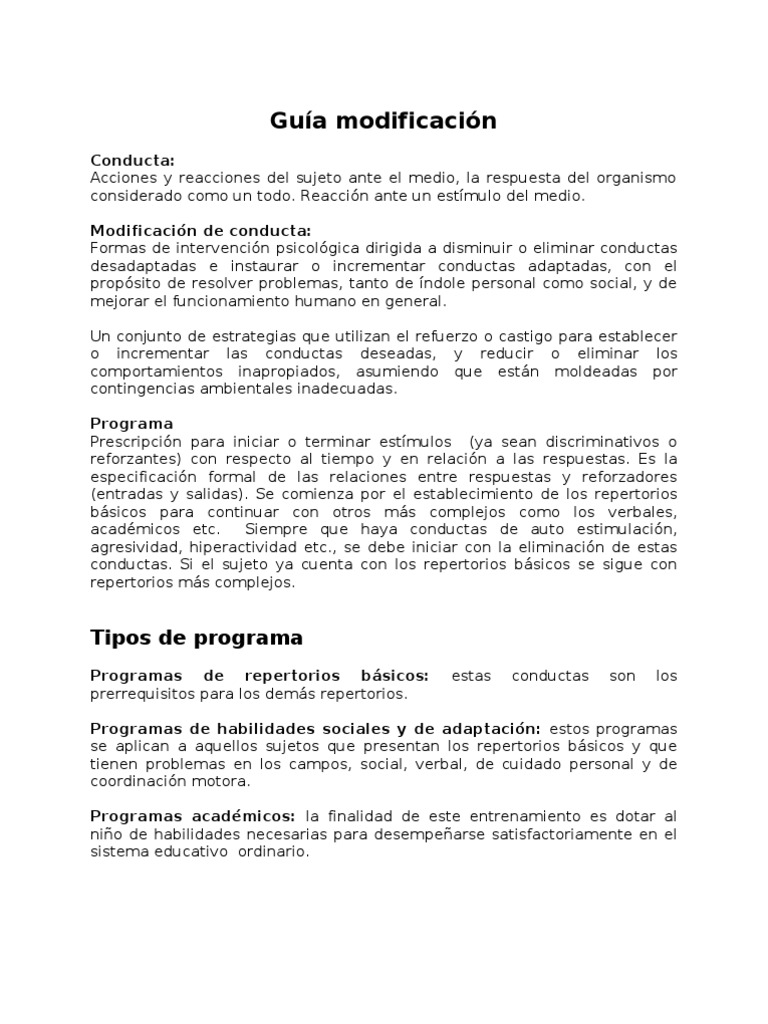 Guia de Modificacion de La Conducta | PDF | Comportamiento ...