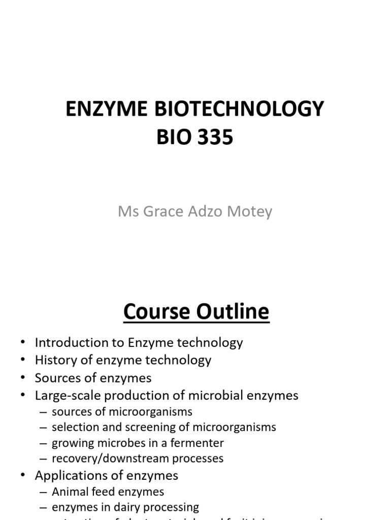 Enzyme Biotechnology - Lecture 1 | PDF | Enzyme | Active Site