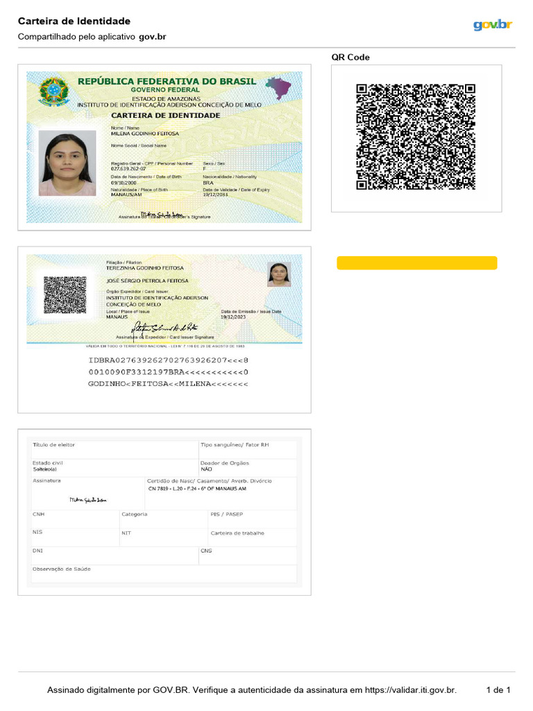 Carteira de Identidade Digitalizada | PDF