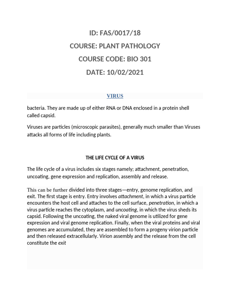 Pathology Assignment | PDF | Virus | Ploidy