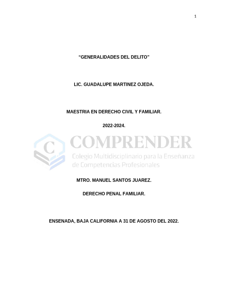 Tarea MDCF (Penal) | PDF | Derecho penal | Criminología