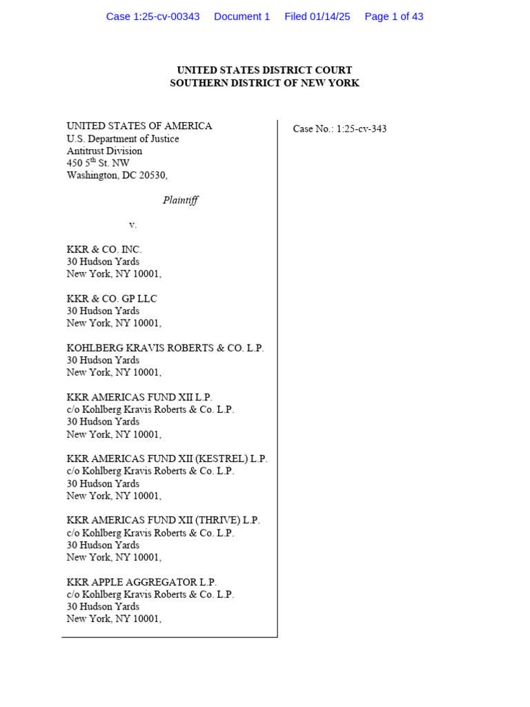 KKR Antitrust Violations Complaint | PDF | United States Antitrust Law ...